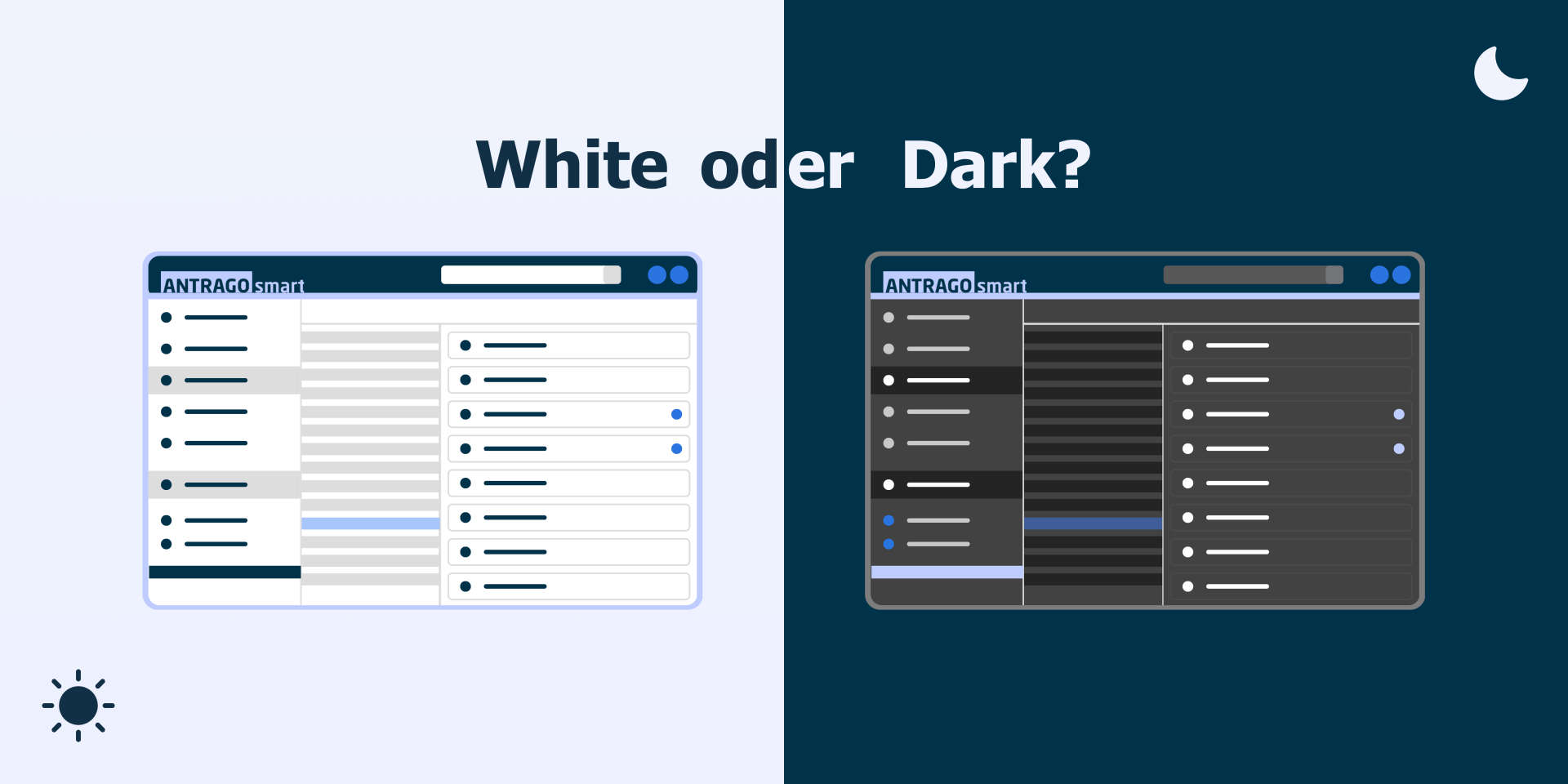 White & Dark Mode in ANTRAGO smart für Seminarverwaltung